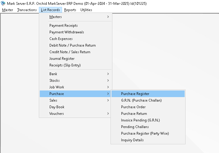 Purchase Invoice Register