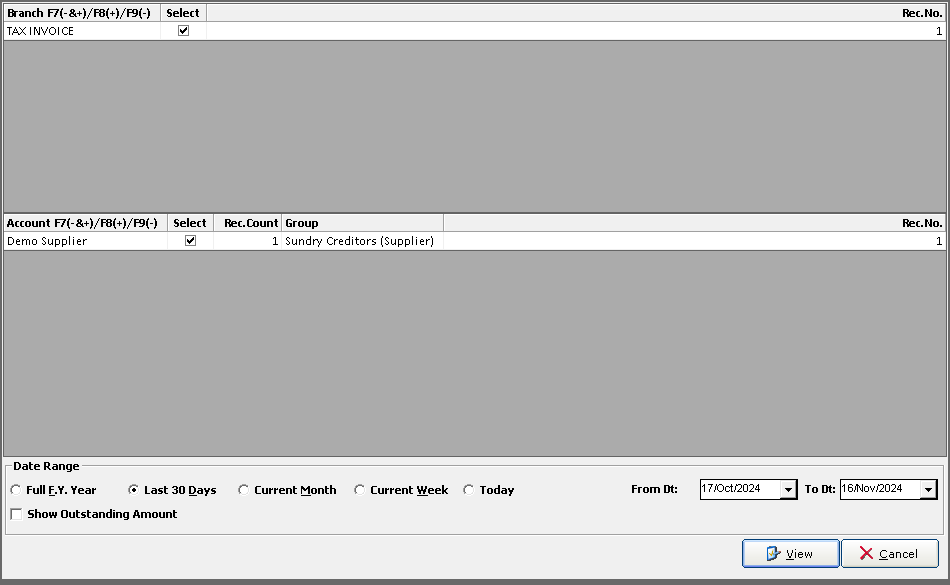 Purchase Invoice Register