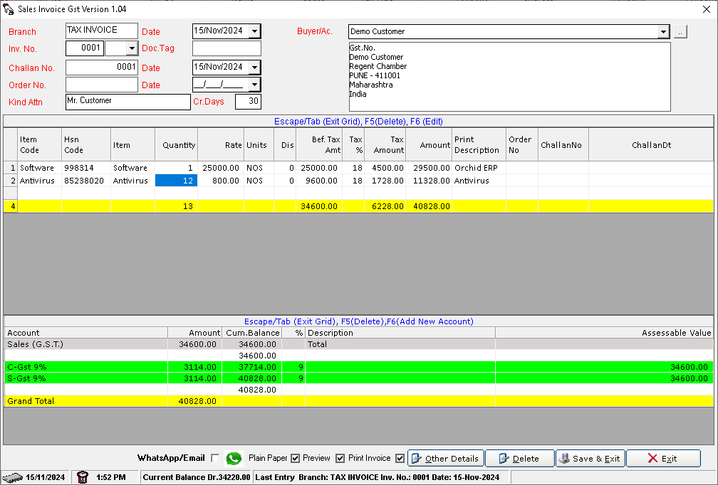 Sales Invoice Register